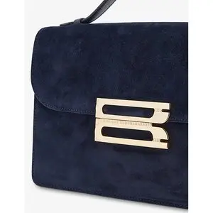 Victoria Beckham Dorian Leather Shoulder Bag - Navy Suede