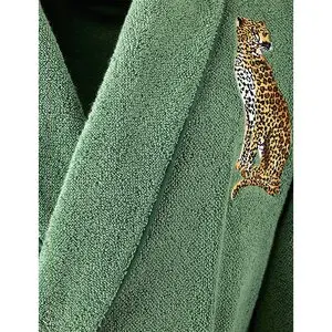 YVES DELORME Contes Leopard-embroidered Cotton-blend Bathrobe