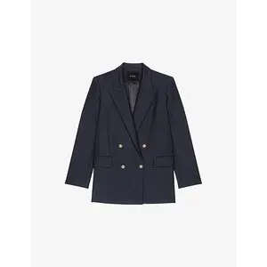 Maje Double-breasted Peak-lapel Stretch-woven Blazer