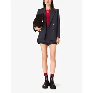 Maje Double-breasted Peak-lapel Stretch-woven Blazer