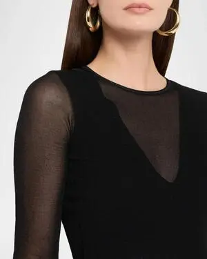 JASON WU V-neck Long-sleeve Knit Top - Black