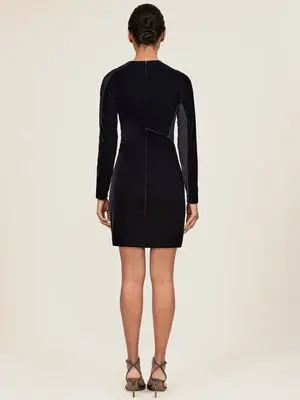 REISS Velvet Mesh-panel Mini Dress
