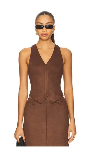 ALL THE WAYS Bailey Faux Suede Vest - Brown
