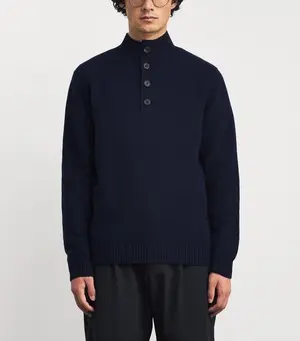Harrods Cashmere Button-down Sweater - Navy
