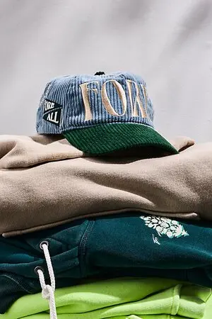 FORE ALL Embroidered Corduroy Baseball Cap - Green/blue
