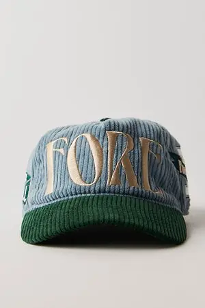 FORE ALL Embroidered Corduroy Baseball Cap - Green/blue