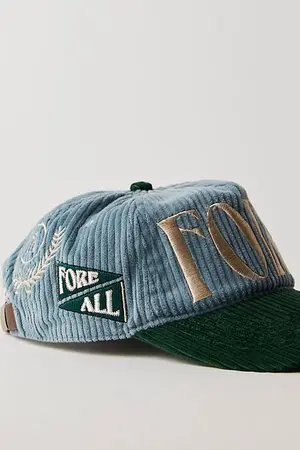 FORE ALL Embroidered Corduroy Baseball Cap - Green/blue