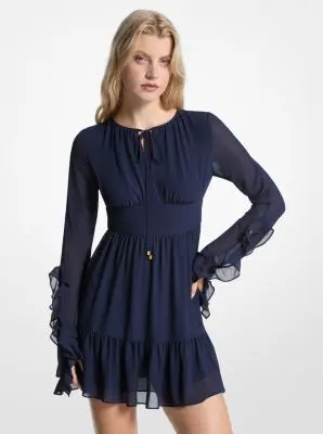 Michael Kors Ruffled Georgette Long-sleeve Dress