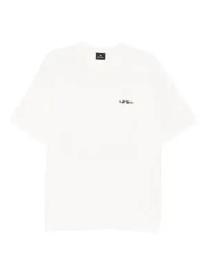 Paul Smith Logo-embroidered T-shirt - Neutrals