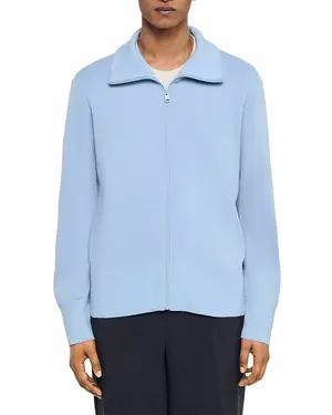 Sandro Wool Trucker Cardigan - Sky Blue