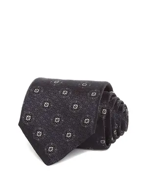 Canali Silk Medallion Neck Tie - Navy