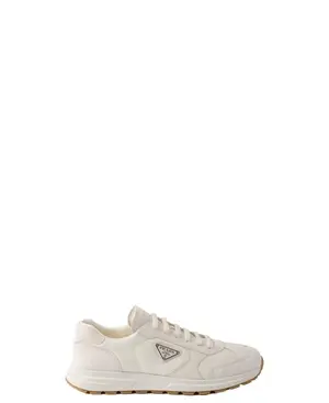 Prada Suede And Re-nylon Lace-up Sneakers - Neutral