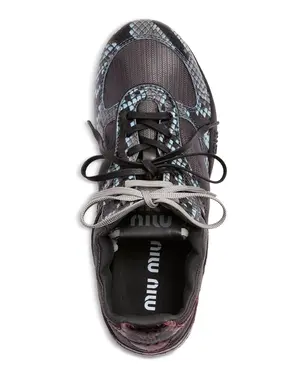 Miu Miu Snake Embossed Sneakers - Brown/blue