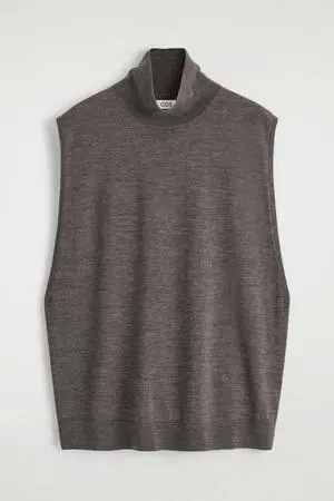 Cos Merino Wool Roll-neck Vest - Gray