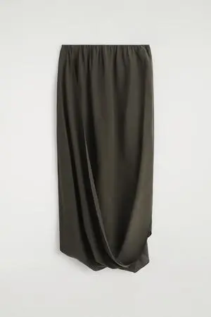 Cos Draped Silk Midi Skirt