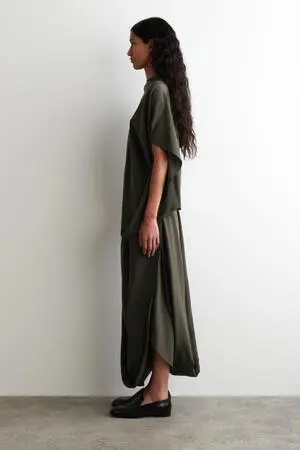 Cos Draped Silk Midi Skirt