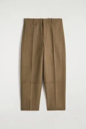 Cos Double-faced Wool Barrel-leg Pants - Brown