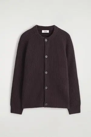 Cos Ribbed Wool Crew-neck Cardigan