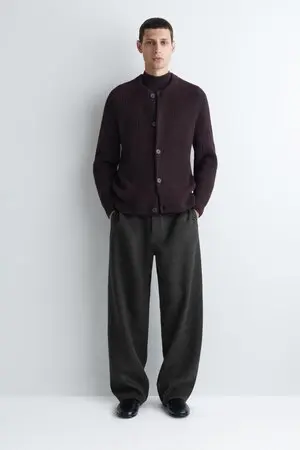 Cos Ribbed Wool Crew-neck Cardigan