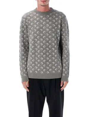 MARINE SERRE Moon Jacquard Crewneck Sweater - Misty Grey