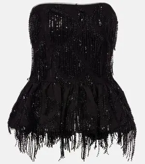 ROTATE BY BIRGER CHRISTENSEN Albertina Sequin Strapless Top - Black