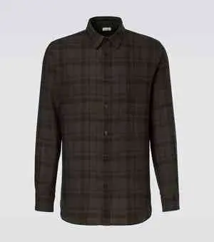 Saint Laurent Cassandre Checked Cotton Flannel Shirt