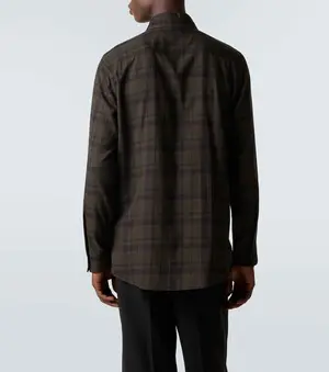 Saint Laurent Cassandre Checked Cotton Flannel Shirt