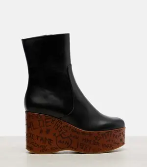 Chloé Maxime Leather Wedge Ankle Boots