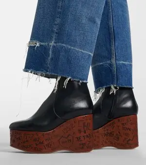 Chloé Maxime Leather Wedge Ankle Boots