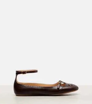 Chloé Cutout Leather Ballet Flats