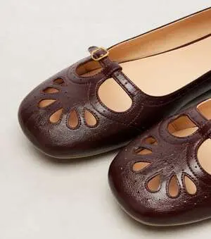 Chloé Cutout Leather Ballet Flats