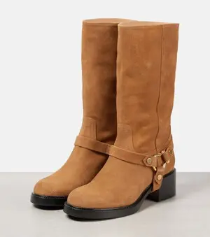 Chloé Dakota Suede Biker Boots - Beige