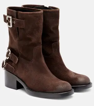 Chloé Dakota Suede Biker Boots - Brown