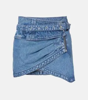 Denim Wrap Mini Skirts