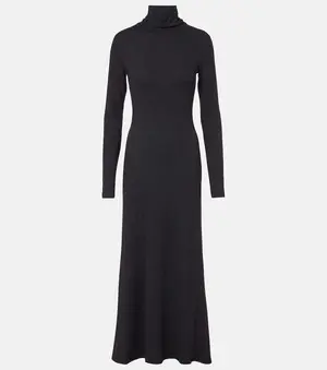 Staud Vanya Turtleneck Jersey Maxi Dress - Grey