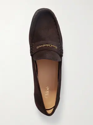 Chloé Embellished Suede Loafers - Brown