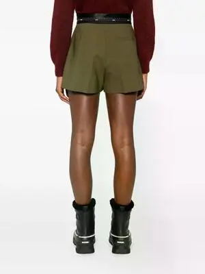 MSGM Pleated Panel Ribbon-trimmed Shorts