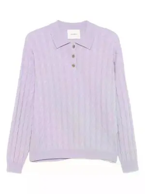 LISA YANG Cable-knit Polo Top