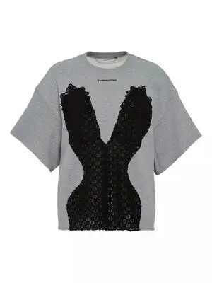 PUSHBUTTON Lace-applique T-shirt