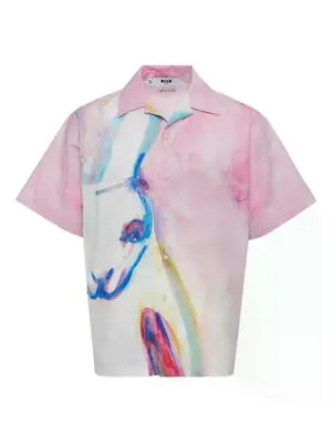 MSGM Abstract-print Button-up Shirt - Pink