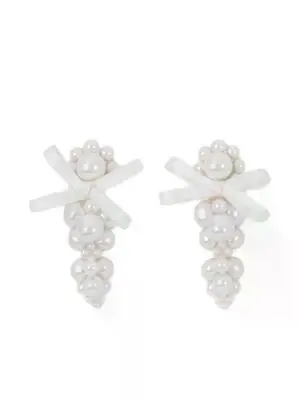 Simone Rocha Bow-detail Pearl-cluster Earrings - White