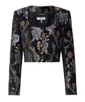 Chloé Cropped Floral-jacquard Jacket - Black