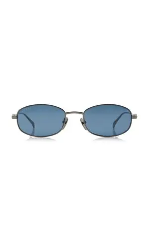 Gucci Oval-frame Metal Sunglasses - Blue