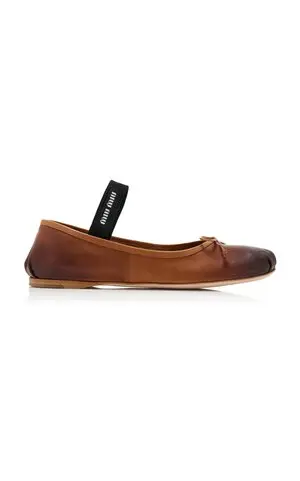 Miu Miu Leather Ballet Flats - Brown