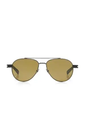 Saint Laurent Aviator-frame Metal Sunglasses - Brown