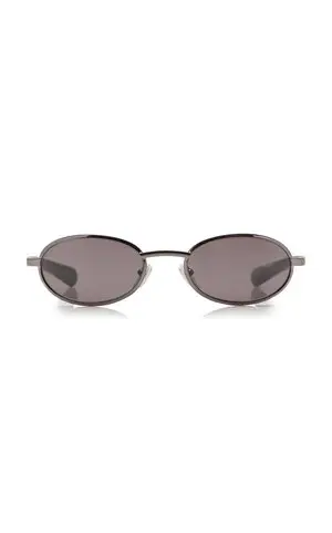 Gucci Oval-frame Metal Sunglasses - Grey