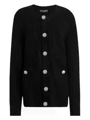 Dolce & Gabbana Jewel-button Ribbed Cardigan