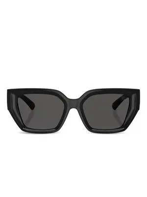 Burberry Geometric-frame Sunglasses With Logo Plaque - Black