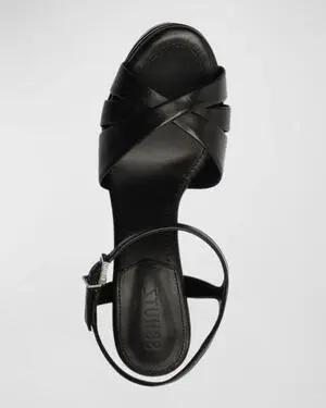 Schutz Keefa Leather Platform Sandals - Black