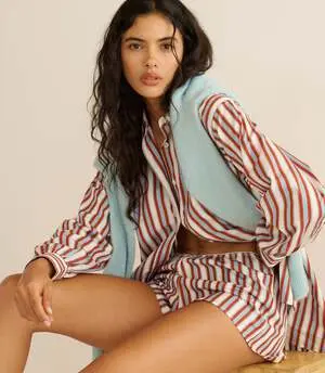 DÔEN Oversized Striped Cotton Shirt